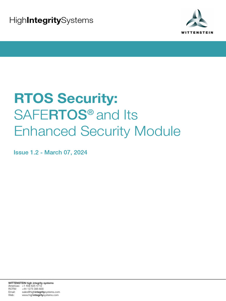 SAFERTOS® RTOS Security Overview | PDF | Computer Security | Security