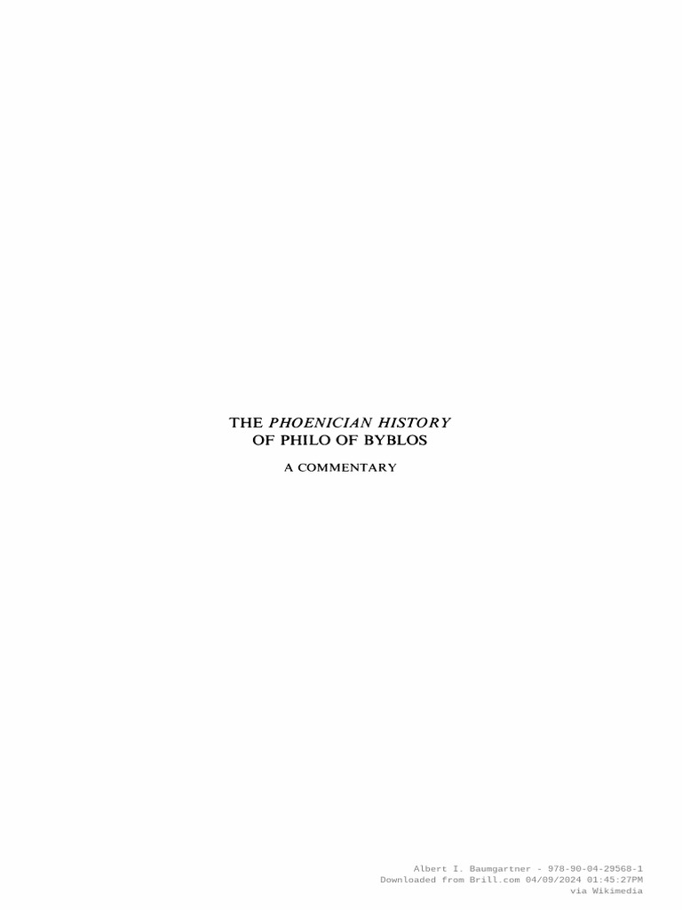 Commentary on Philo of Byblos' History | PDF