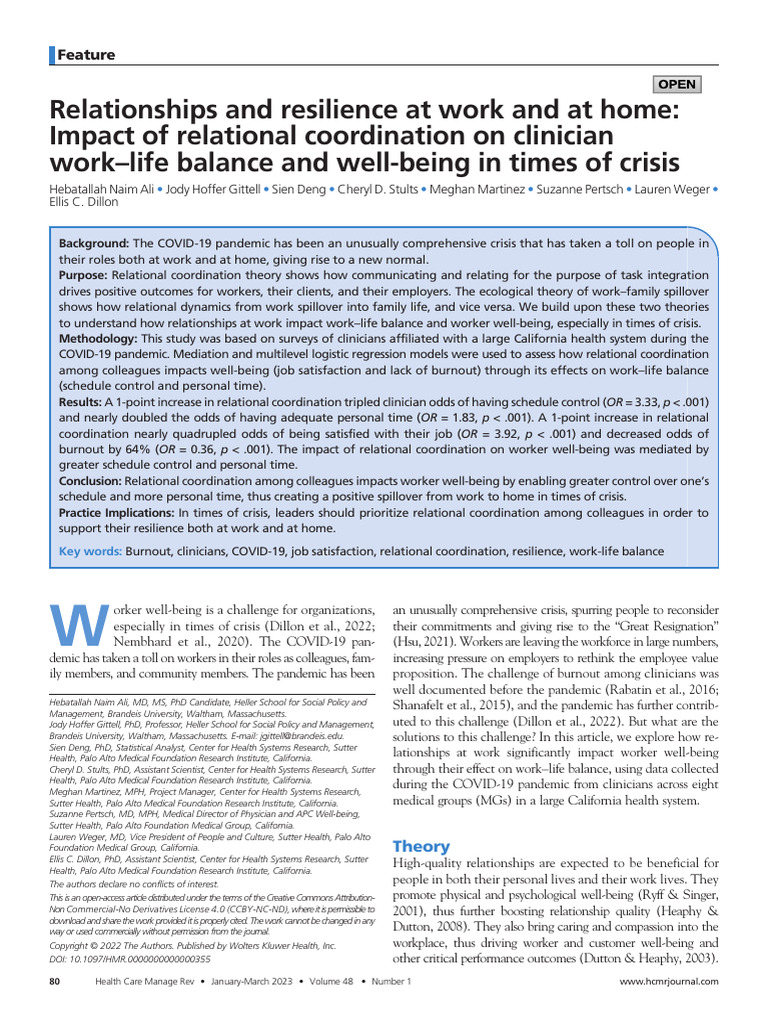 Relationships and Resilience at Work and at Home .10 | PDF | Work–Life ...