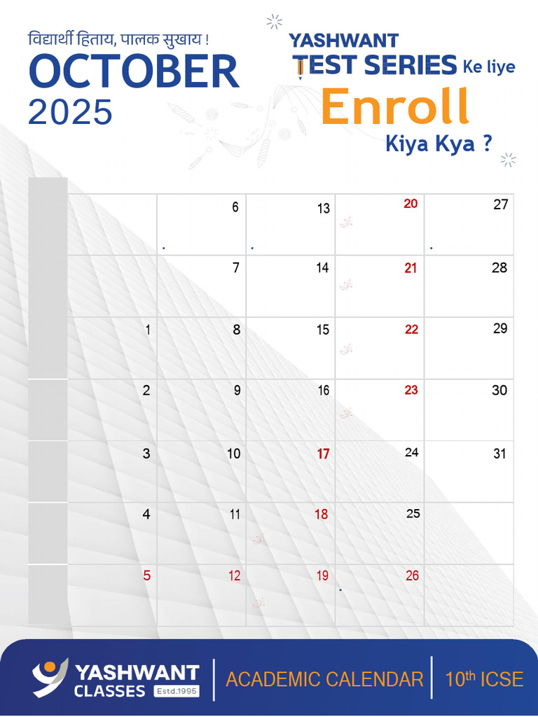 10th ICSE October Academic Calendar | PDF