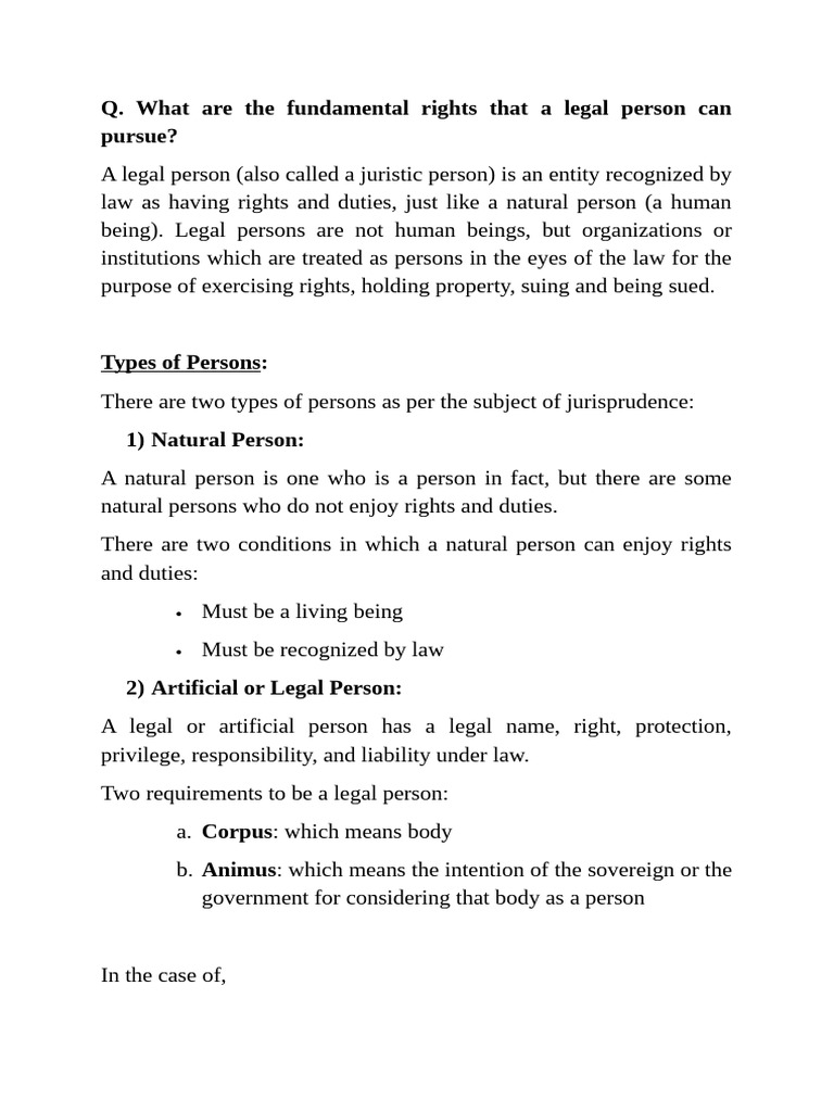 Rights of Legal Persons Explained | PDF | Justice | Crime & Violence