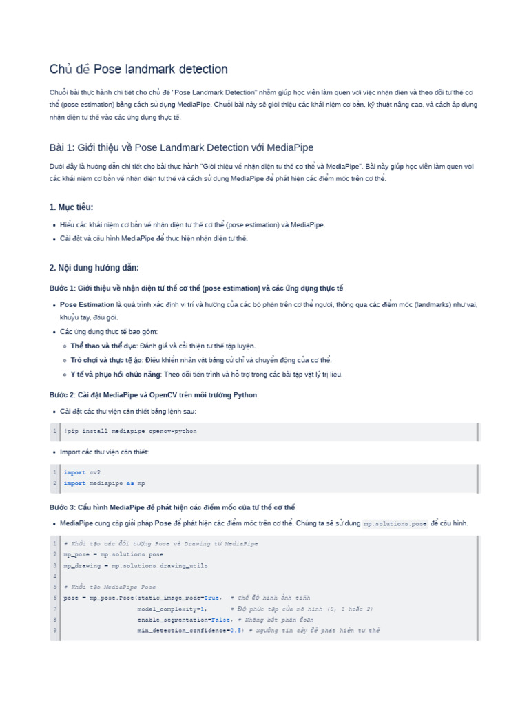 Chủ Đề Pose Landmark Detection | PDF