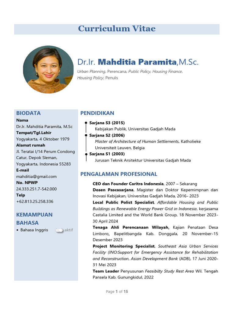 CV Mahditia Paramita - 2024 | PDF
