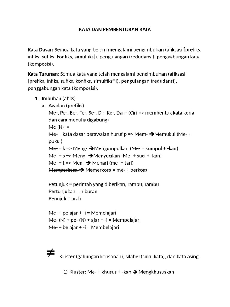 Pembentukan Kata dalam Bahasa Indonesia | PDF