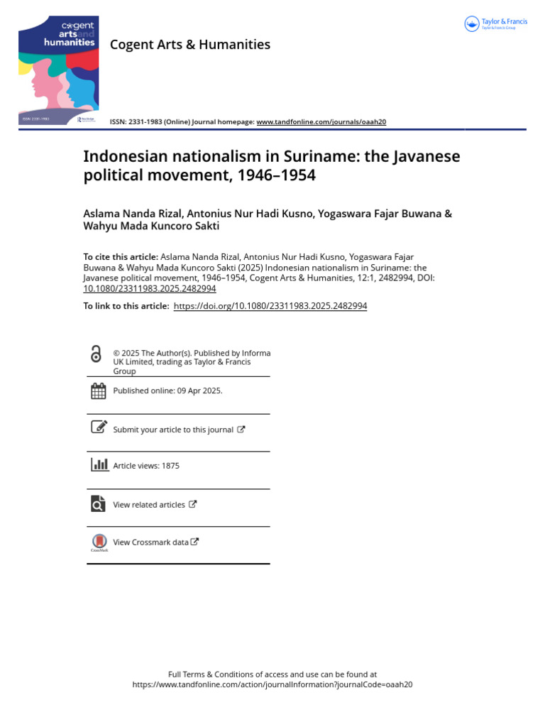 Javanese Nationalism in Suriname, 1946-1954 | PDF | Slavery | Java