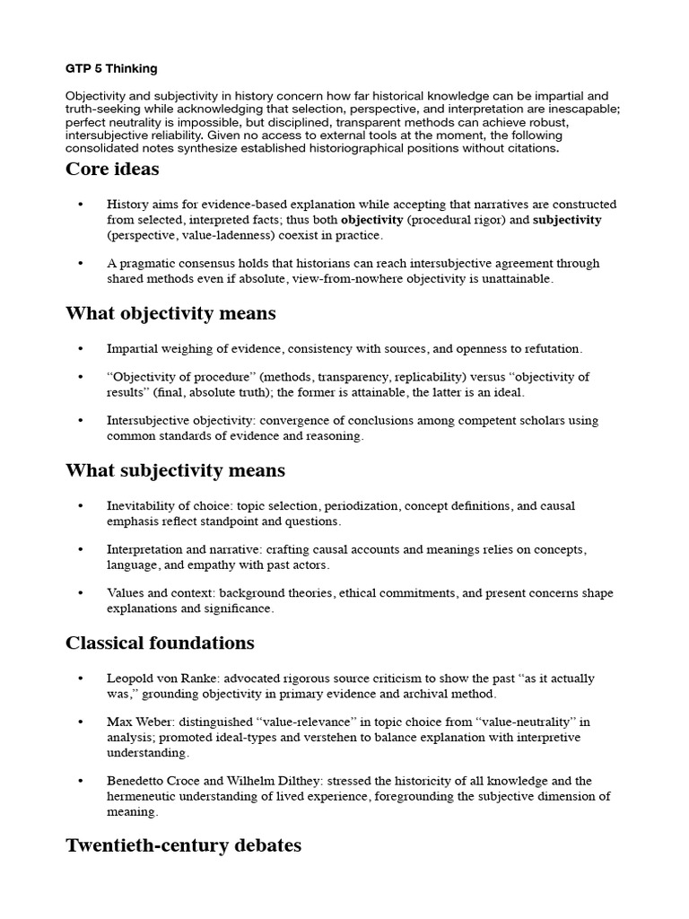 Objectivity & Subjectivity | PDF | Historian | Narrative