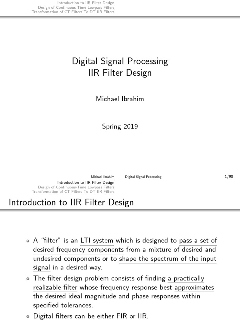 IIR Filter Design Fundamentals | PDF | Filter (Signal Processing ...