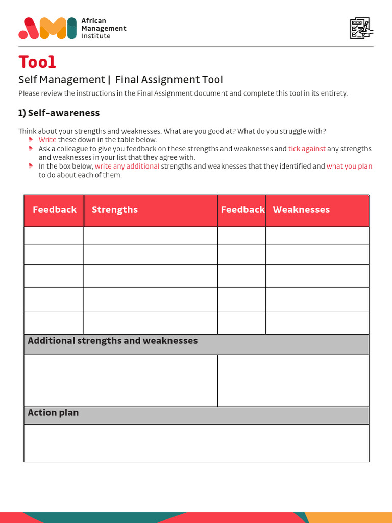 Tool - Self Management - Final Assignment Tool - 152 | PDF | Mind ...