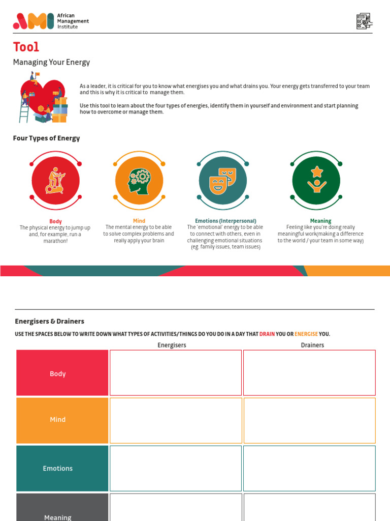 Tool - Managing Your Energy | PDF