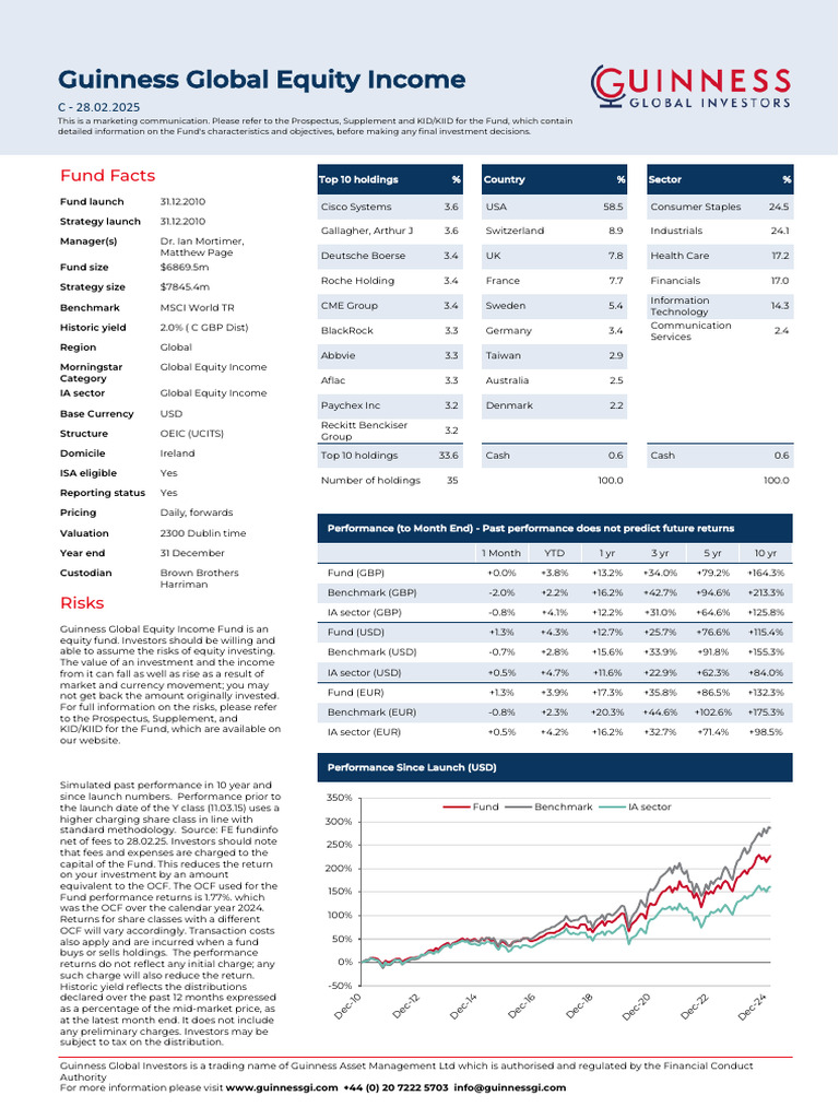 Guiness Global Equity Income Factsheet | PDF | Investment Fund ...