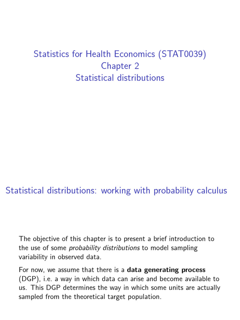 Chapter 2 Statistical Distributions | PDF | Poisson Distribution | Teaching Mathematics