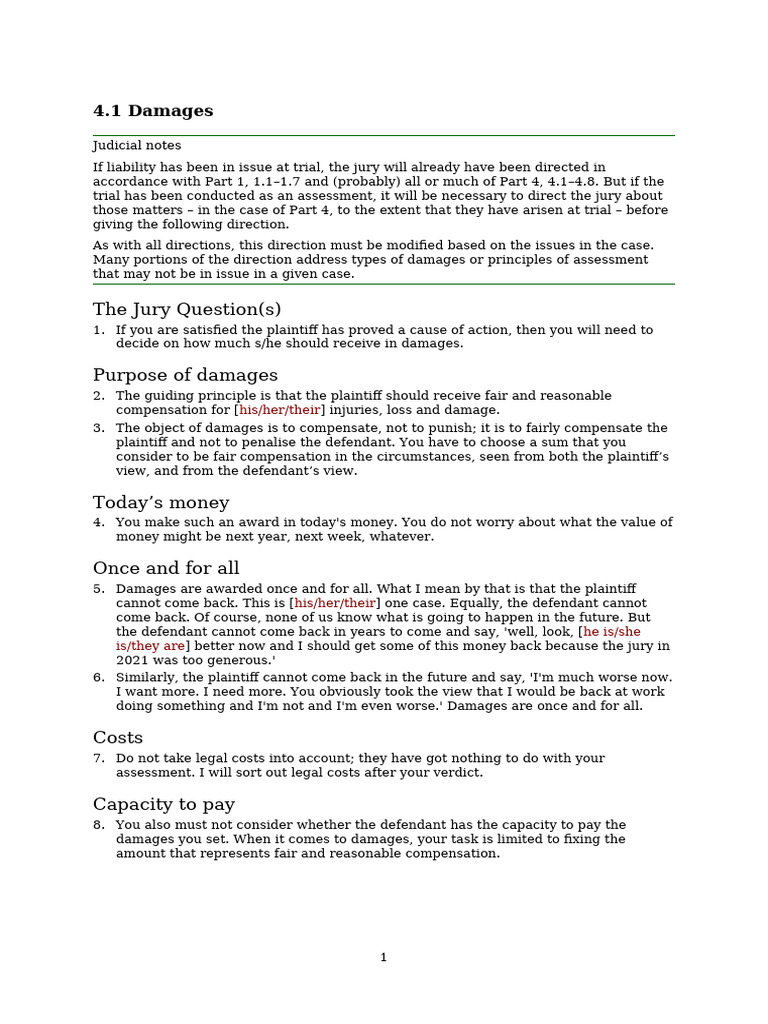 Jury Instructions on Damages Assessment | PDF | Damages | Negligence