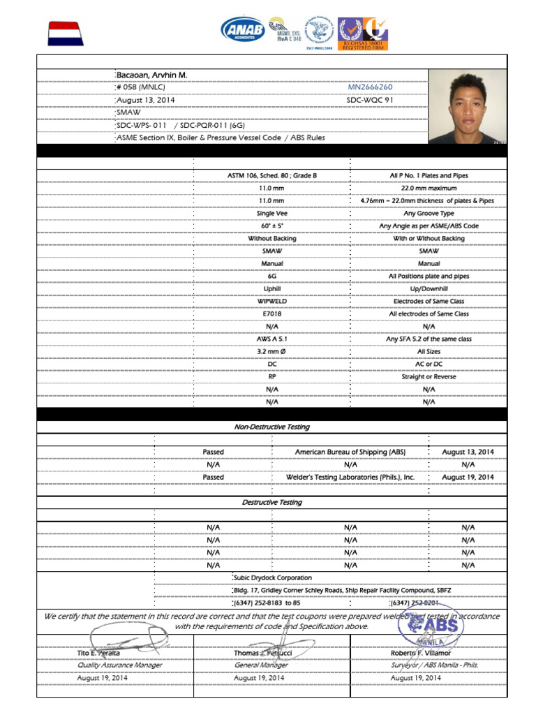WQC Bacaoan, Arvhin MNLC | PDF | Welding | Construction