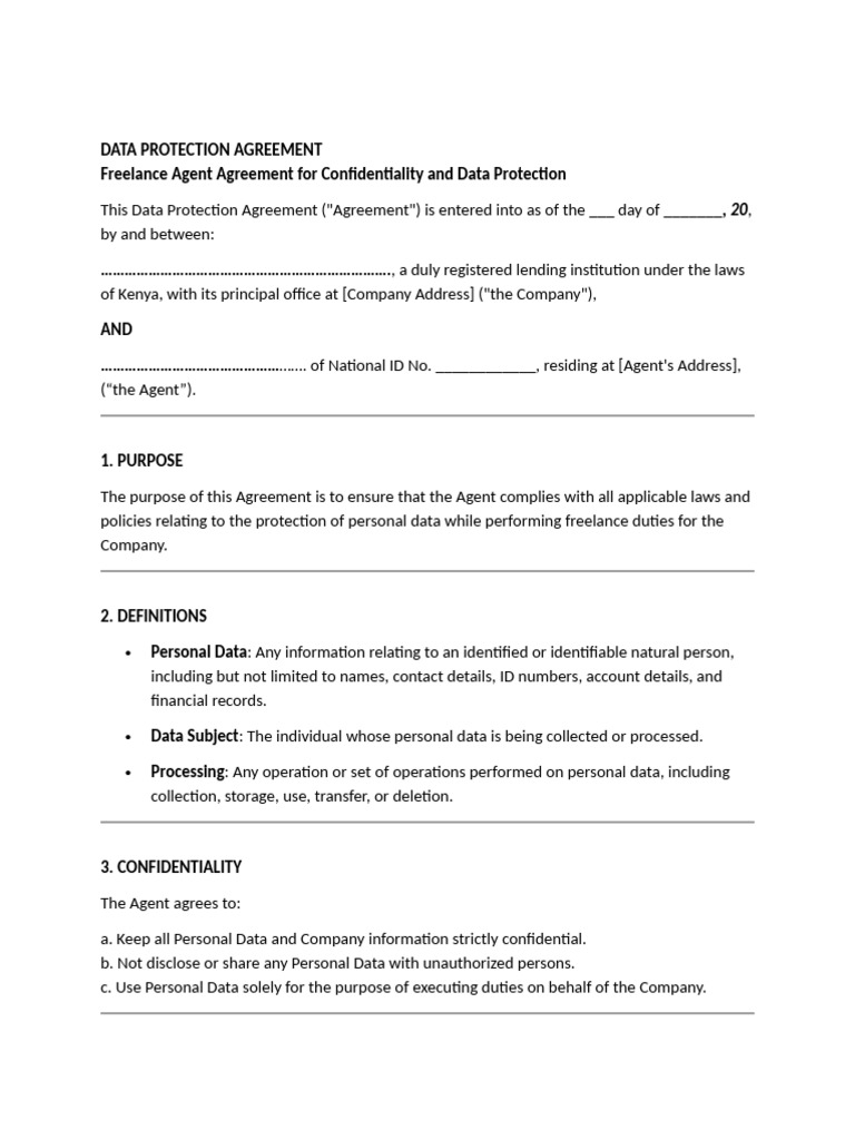 Data Protection Agreement for Agents | PDF | Information Privacy | Privacy