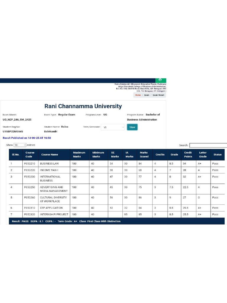 BBA Marksheet | PDF