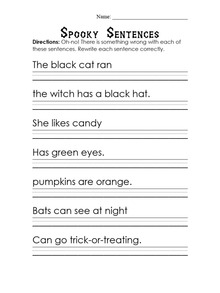 Spooky Sentence Correction Exercise | PDF