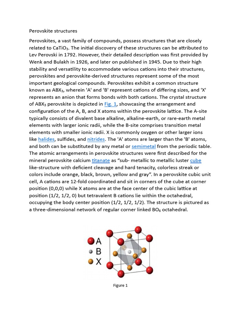 Perovskite Structures | PDF