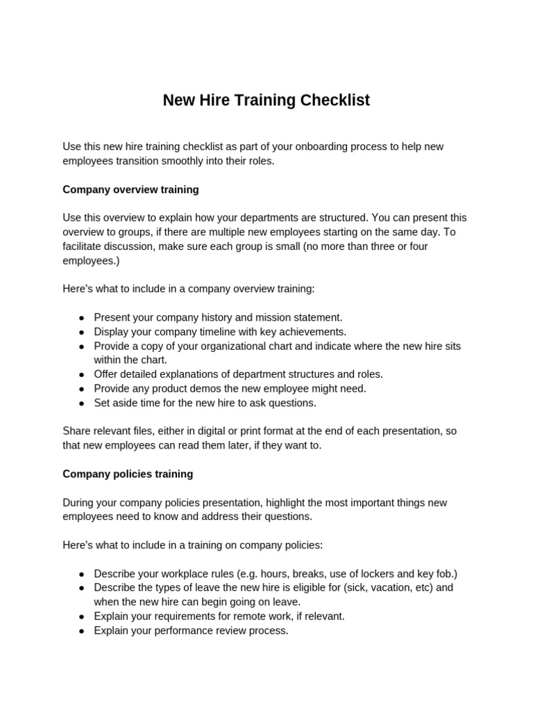 New Hire Training Checklist | PDF | Employee Benefits | Business