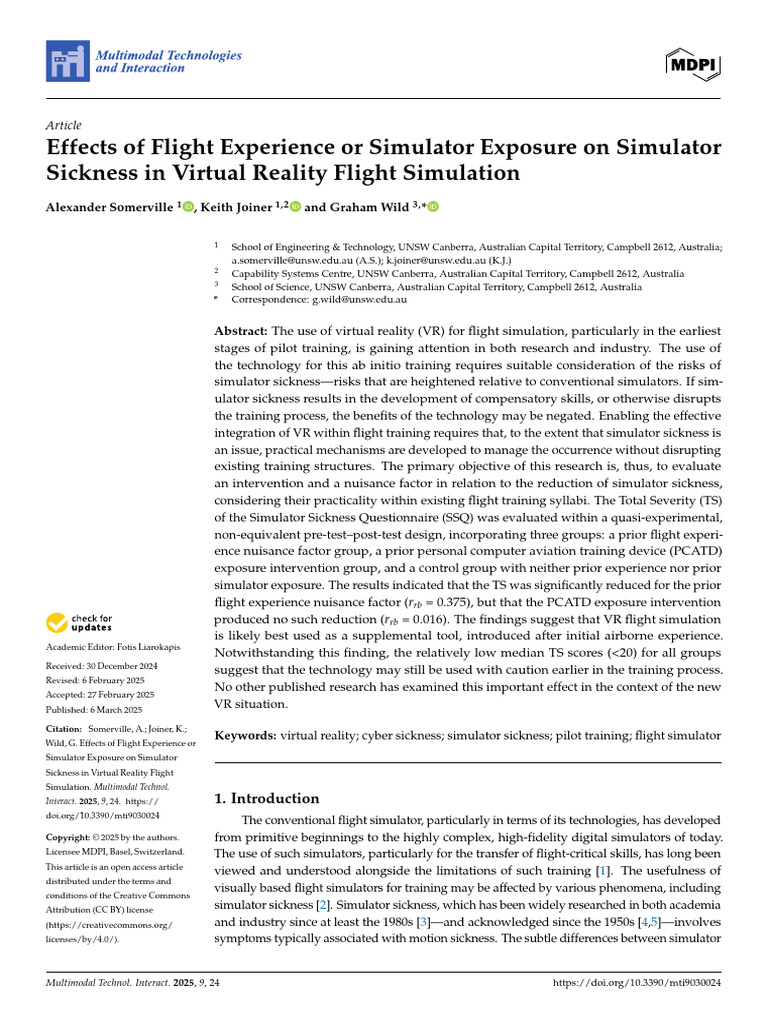 Simulator Sickness in VR Flight Training | PDF | Virtual Reality ...