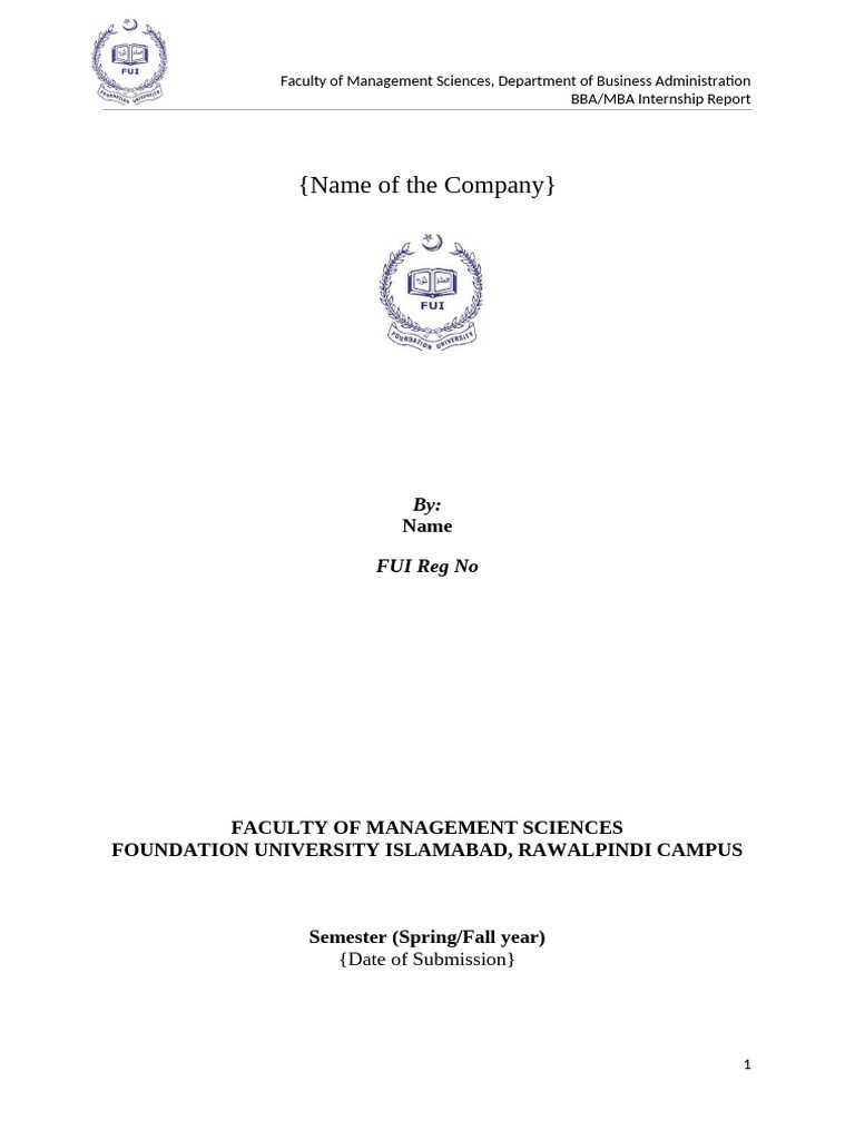 BBA/MBA Internship Report Template | PDF | Internship | Job Hunting