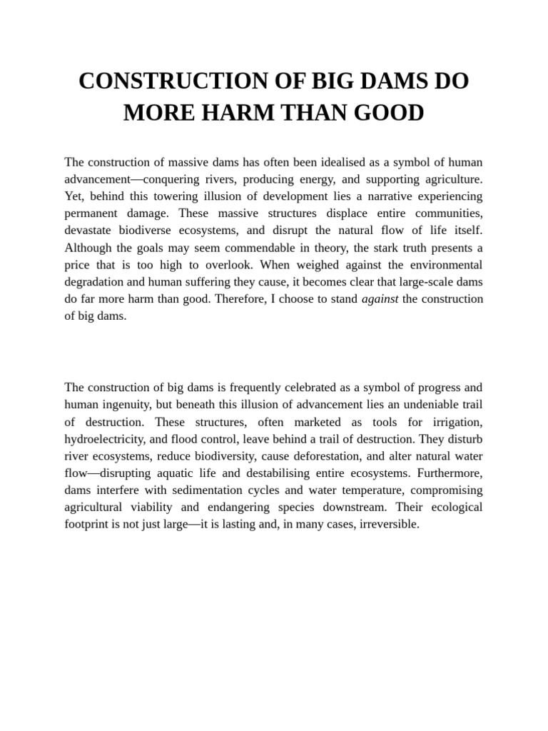 Construction of Big Dams Do More Harm Than Good | PDF | Dam | Flood