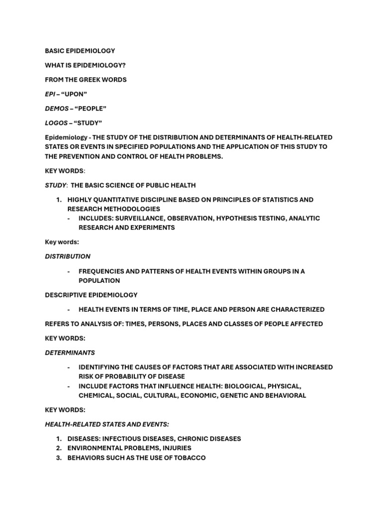 Basic Epidemiology - Doc Suyu (Transcribed) | PDF | Epidemiology | Infection