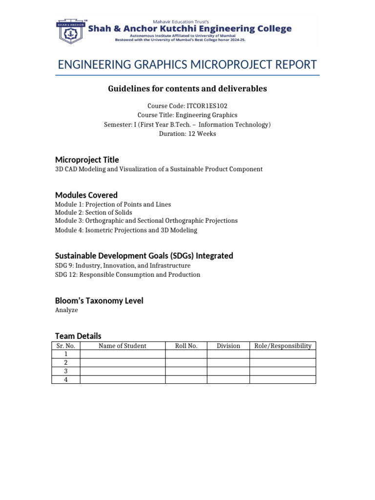 FYIT-1 Engineering Graphics Microproject Stage1, Stage2, Stage 3 | PDF | Computer Aided Design ...
