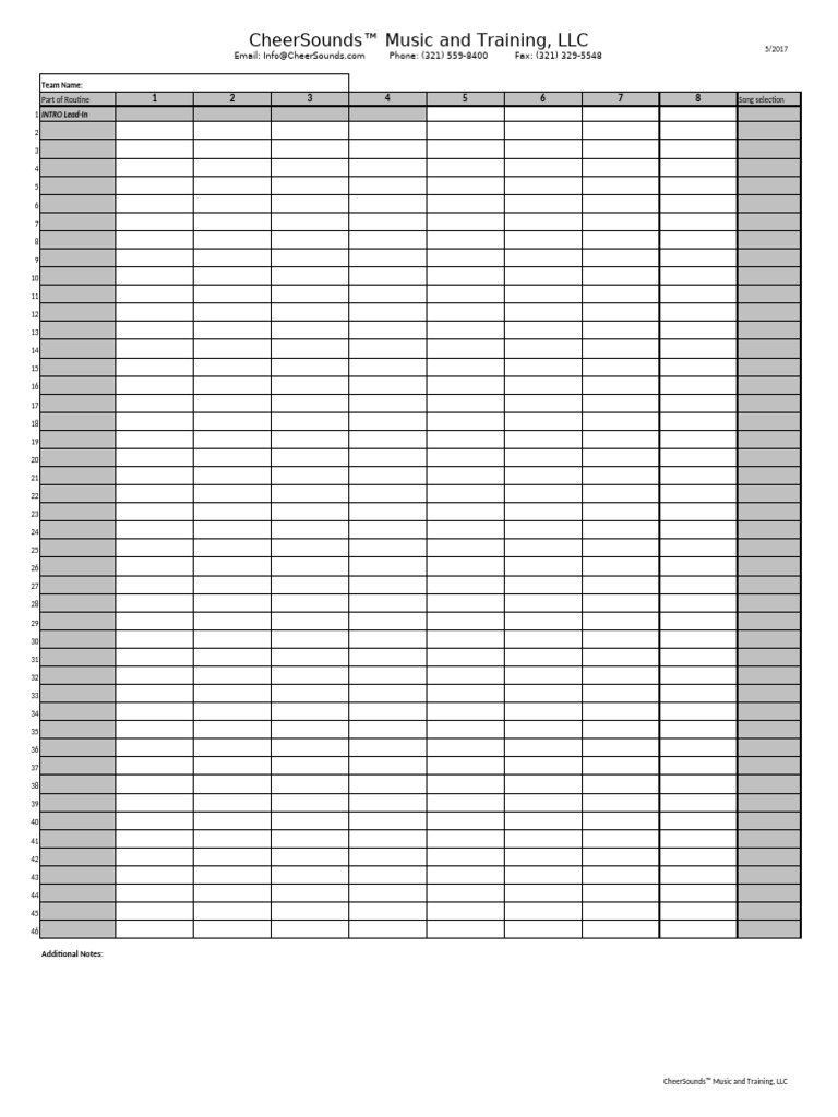 CheerSounds 8-Count Sheet Template | PDF