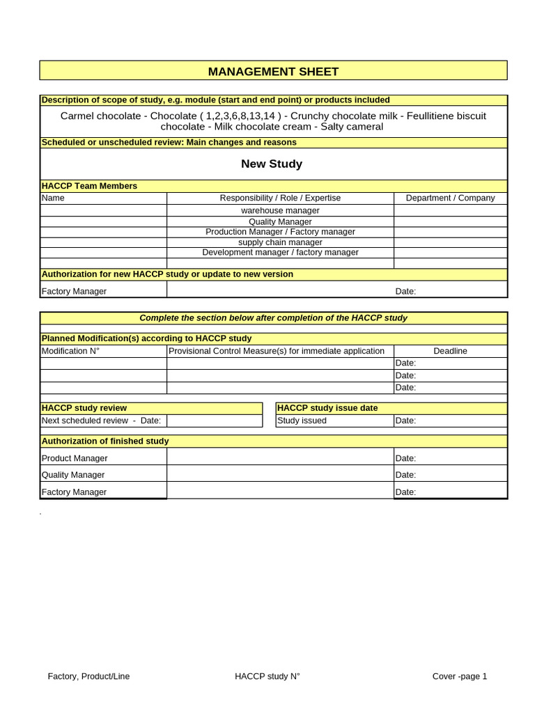 Hot Kitchen Line HACCP 1 | PDF | Hygiene | Chocolate