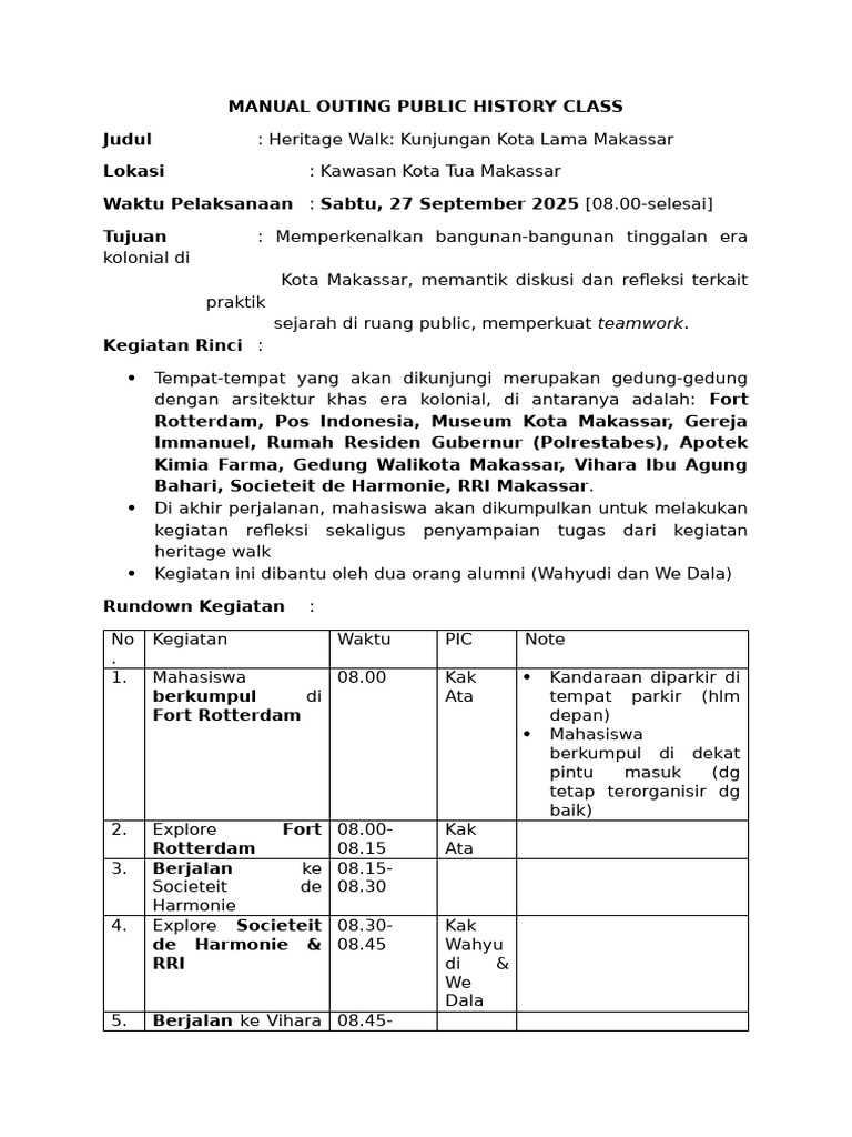Heritage Walk Kota Tua Makassar | PDF