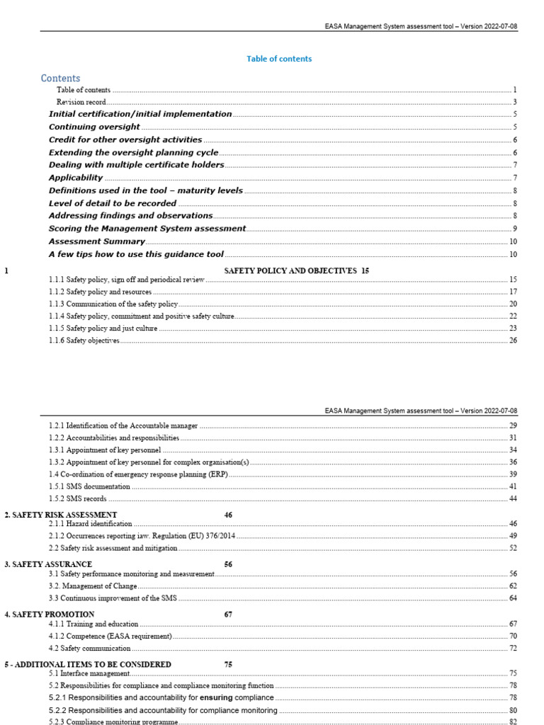 EASA Management System Assessment Tool | PDF | Safety | Regulatory ...