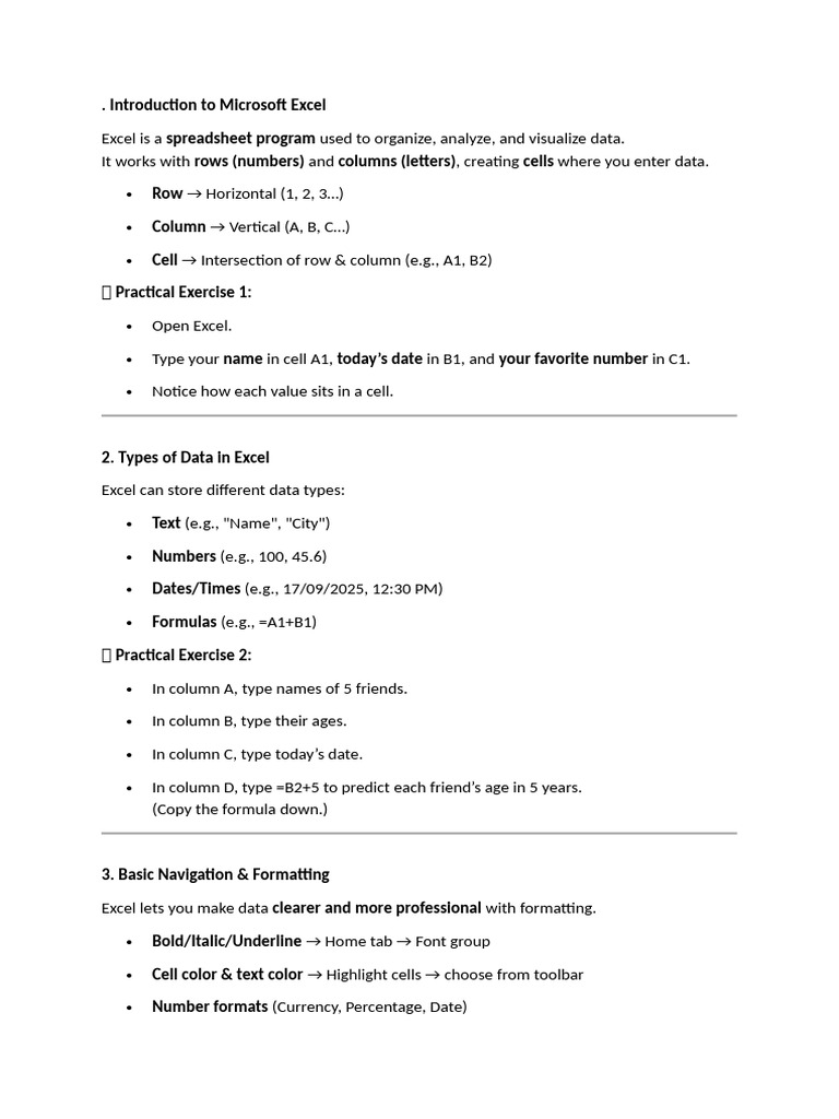 Introduction To Microsoft Excel | PDF | Microsoft Excel | Spreadsheet