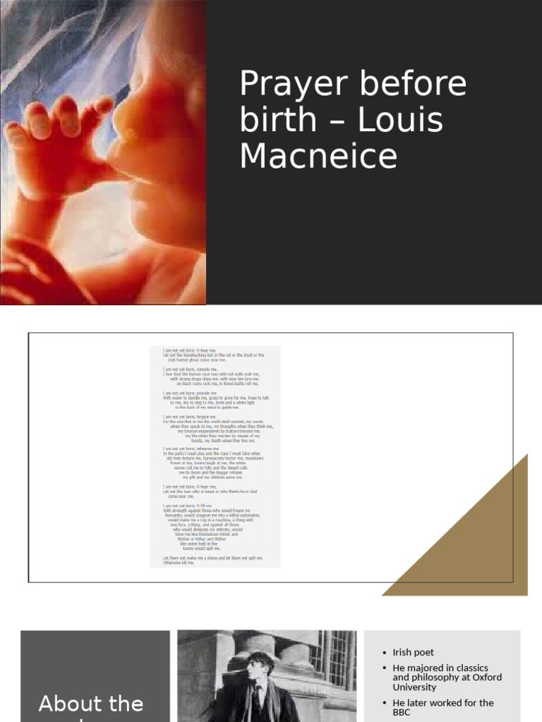 Prayer Before Birth - Louis Macneice | PDF | Poetry