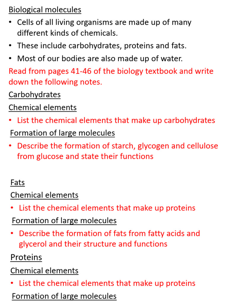 Overview of Biological Molecules | PDF