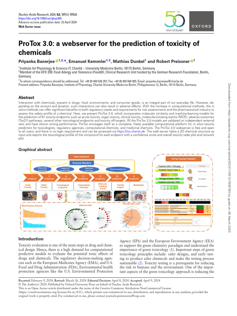 ProTox 3.0: Toxicity Prediction Web Server | PDF | Receiver Operating ...