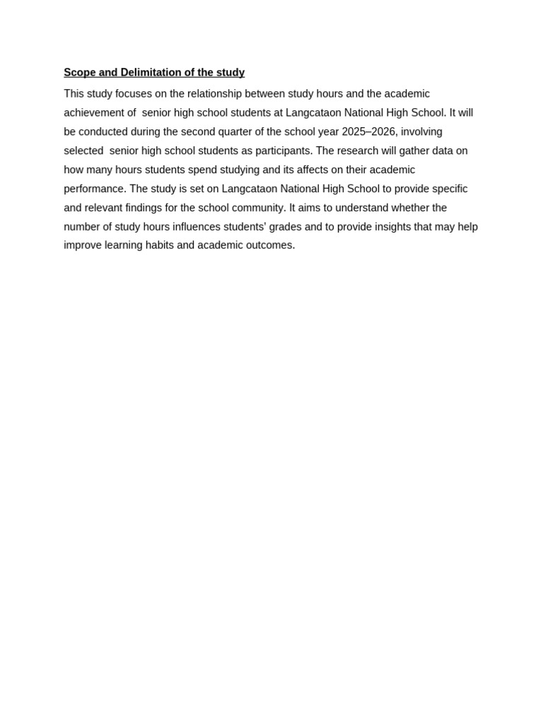 Scope and Delimitation of The Study | PDF
