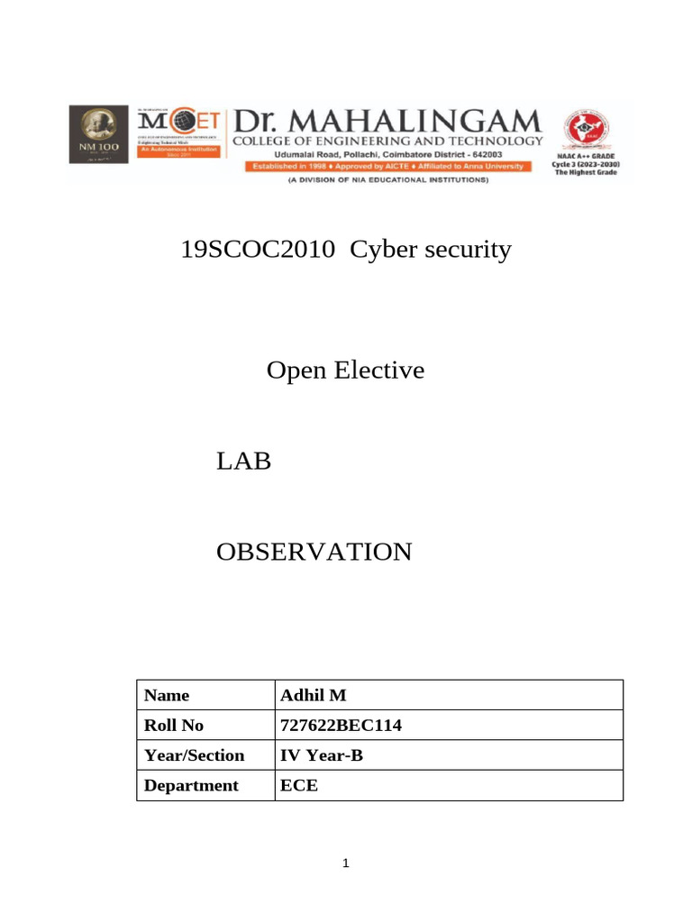 CyberSecurity LabManual-1 | PDF | Antivirus Software | Phishing