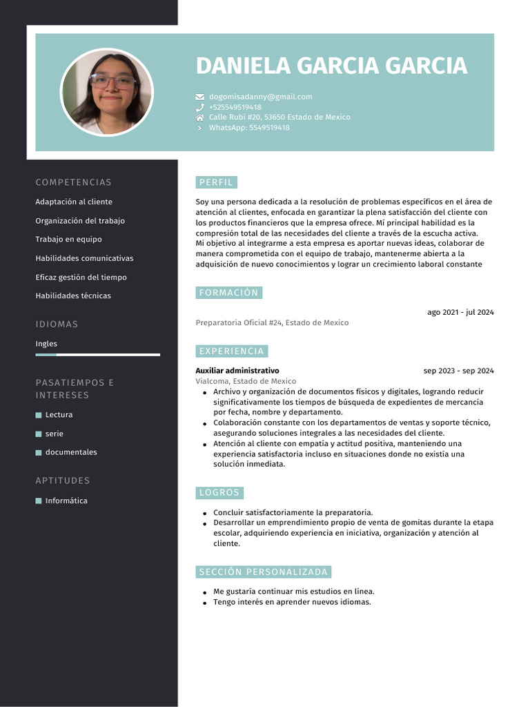 CV Daniela Garcia Garcia | PDF | Cliente | Business