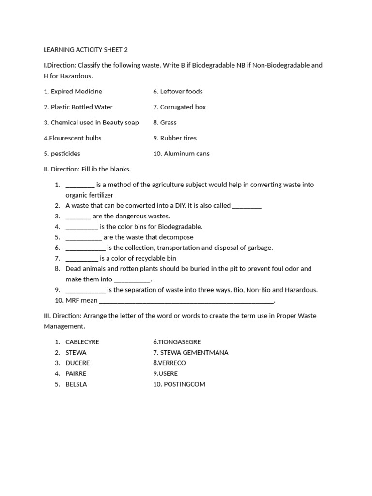 Learning Acticity Sheet 2 | PDF