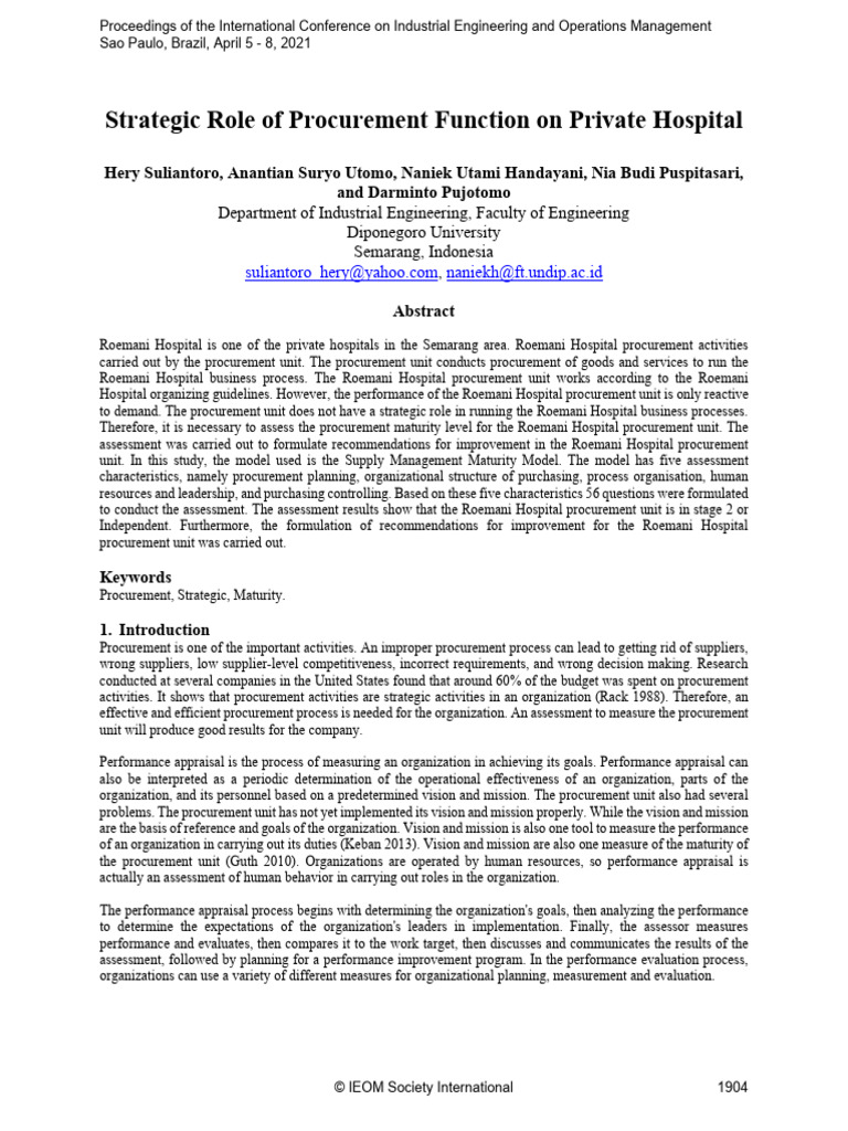 Procurement Strategy in Private Hospitals | PDF | Procurement ...