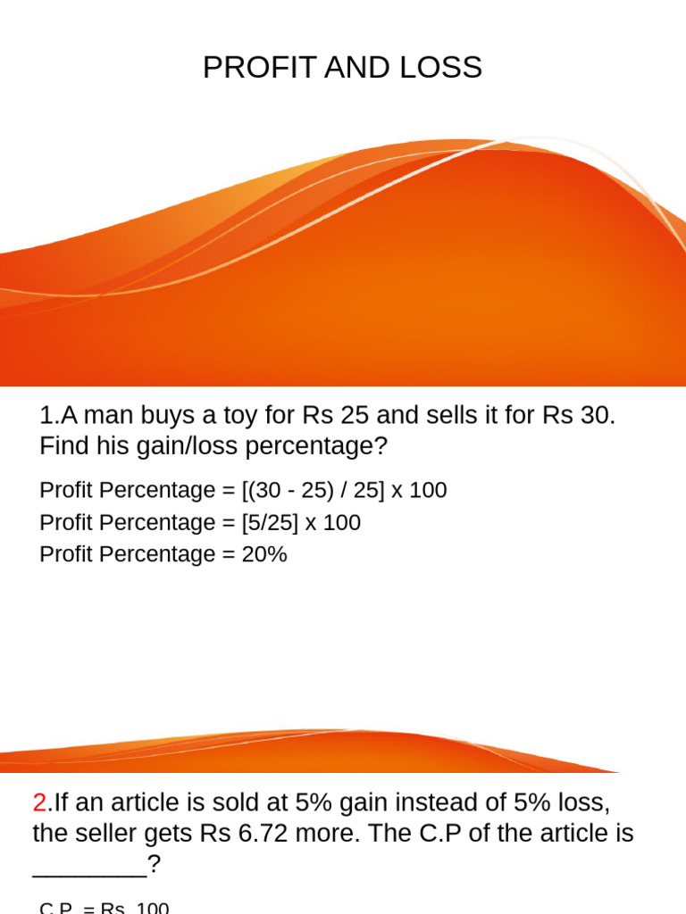 Profit and Loss Calculations Explained | PDF | Prices | Economies