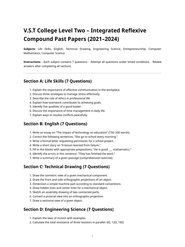 VST Level2 Compound Pastpapers | PDF | Matrix (Mathematics) | Technical Drawing