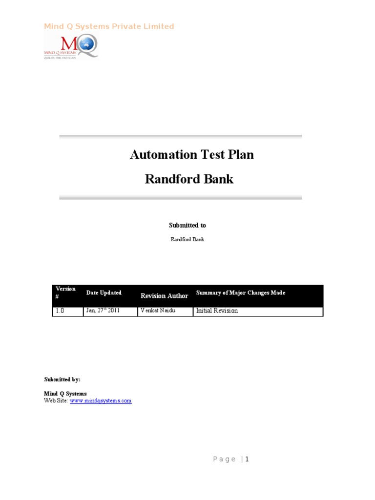 Automation Test Plan | PDF | Risk Management | Risk