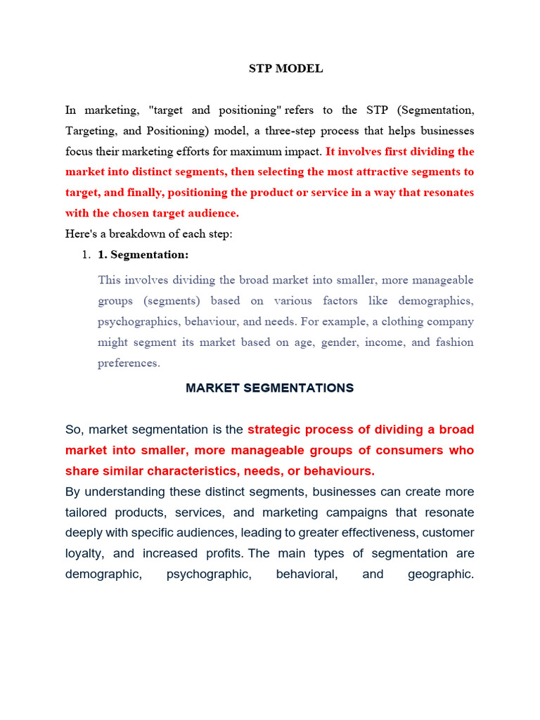 STP MODEL Market Segmentations | PDF | Market Segmentation | Marketing