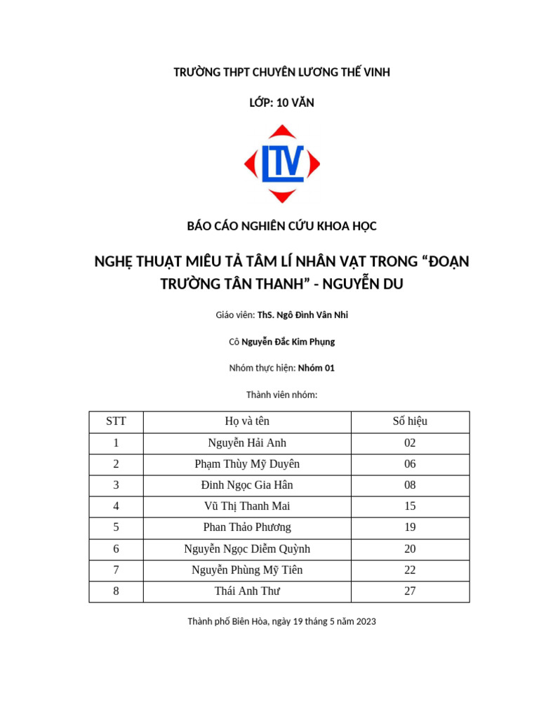 Nghệ thuật miêu tả tâm lí nhân vật | PDF