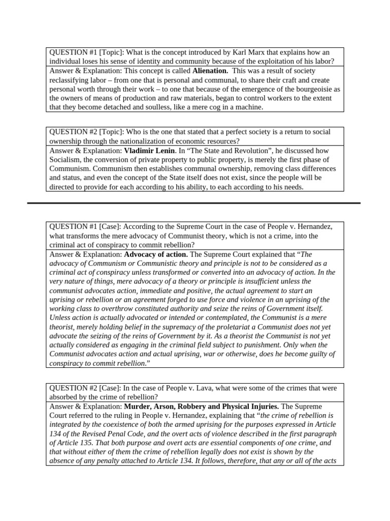 Cha Questions | PDF | Communism | Crimes