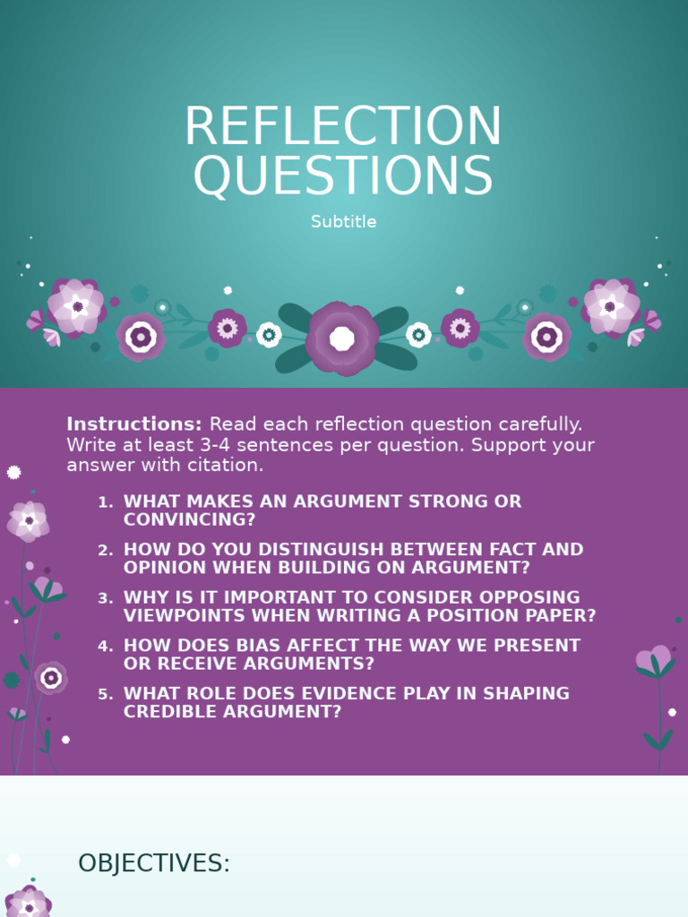 Reflection Questions for Position Papers | PDF