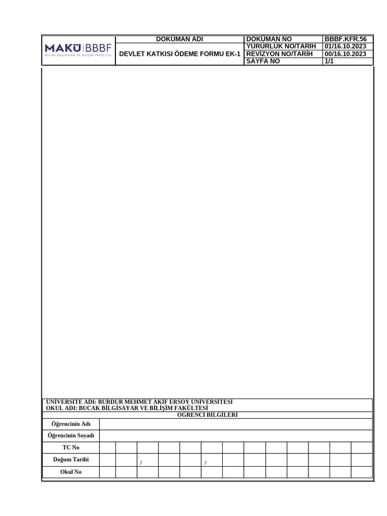 Form 3 Devlet Katkisi Odeme Formu Ek1 | PDF