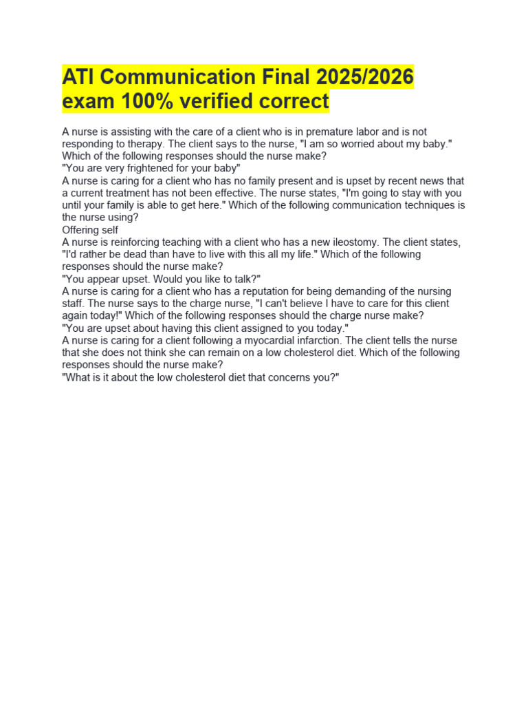 ATI Communication Final 2025 | PDF