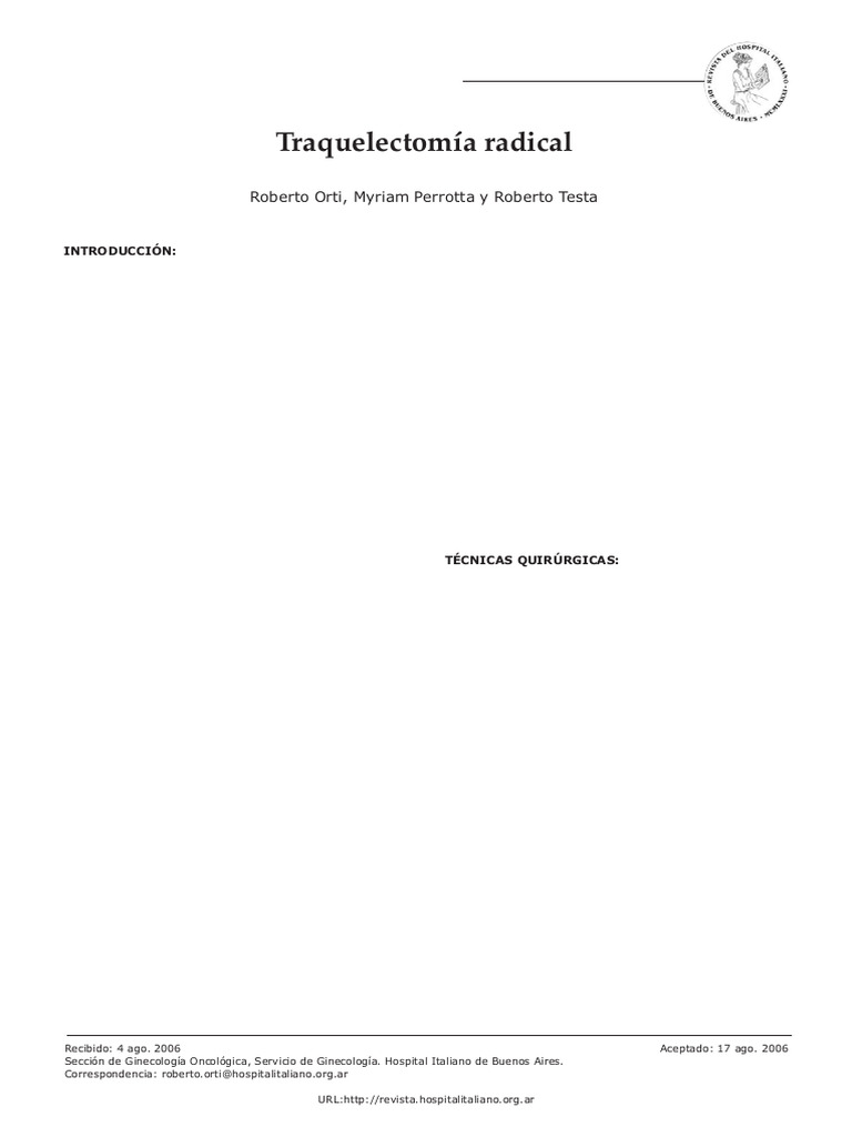 Traquelectomía Radical | PDF | El embarazo | Especialidades Medicas